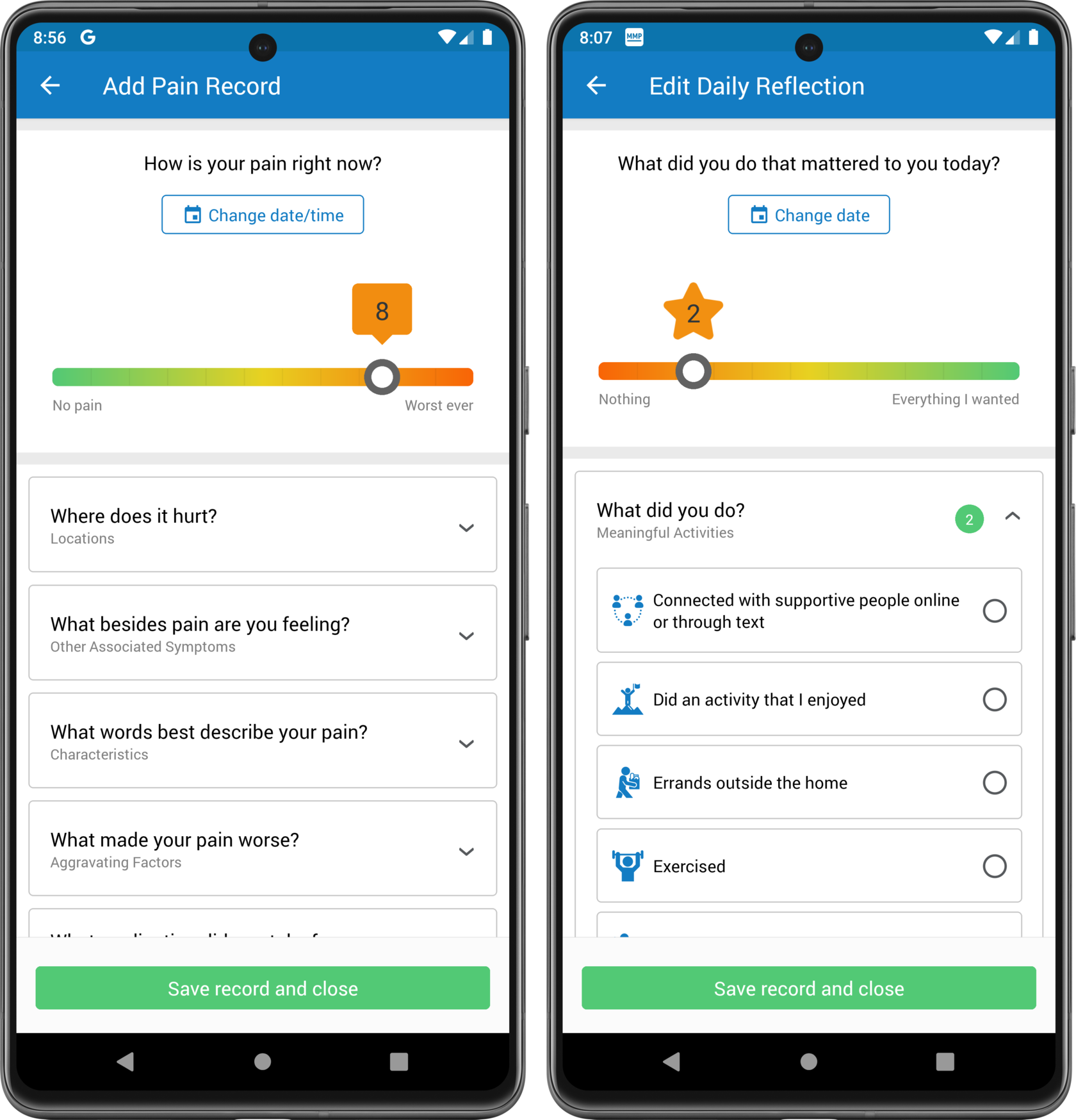 Manage My Pain | User Guide - Features